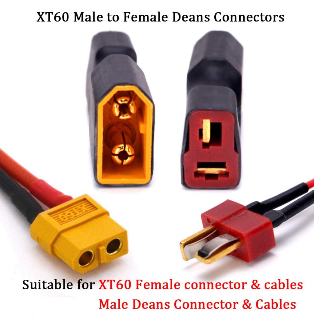 Male XT60 To Female Deans T-Plug Connector Adapter No Wires - MyFPV