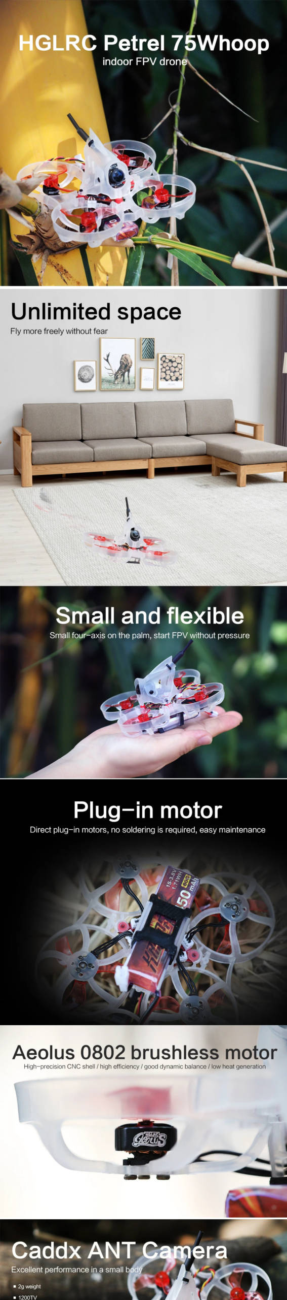 HGLRC Petrel 75 Whoop 1S Brushless Motor Indoor FPV Drone - PNP - MyFPV