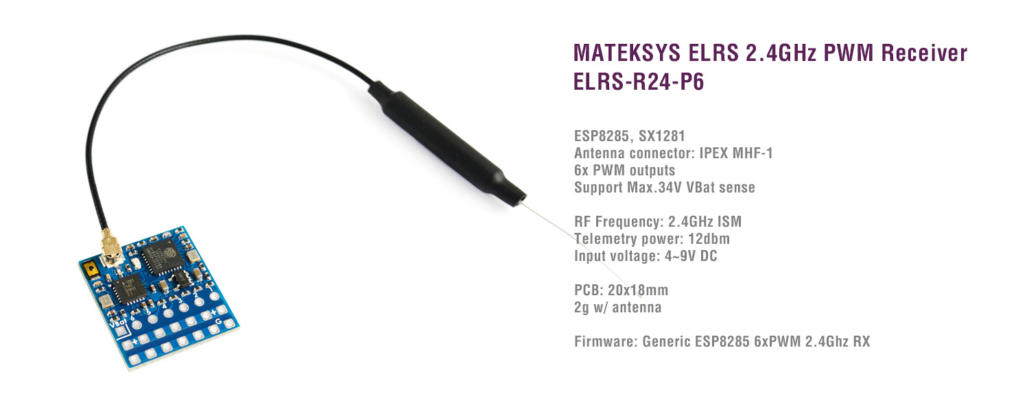 MATEK ELRS-R24-P6 ELRS 2.4GHZ PWM RECEIVER - MyFPV
